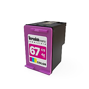 VersaInk-Nano HP 67 MS MICR Black Ink Cartridge for Check Printing & VersaInk-Nano 67 CS Tri-Color Ink Cartridge Pack