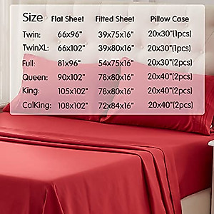 NexHome Full Size Sheet Set, Breathable & Cooling Sheets, Hotel Luxury Bed Sheet, Extra Soft, Deep Pockets 16", Easy Fit, Wrinkle Free, Comfy, Wine Red Bed Sheets 4 Piece Set