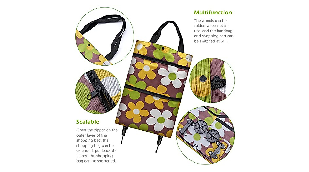 Foldable Shopping Bag with Wheels - Convenient & Stylish