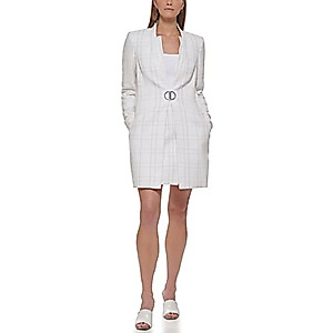 DKNY Women's Novelty Coldweather Long Sleeve Jacket, White/Sand