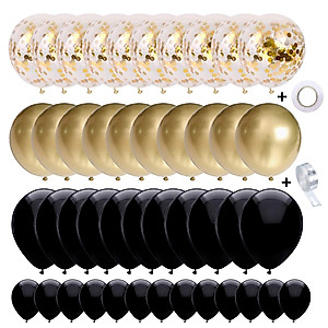 Black and Gold Balloons Garland 127 pcs Confetti Metallic Latex Balloons kit for Anniversary Birthday Christmas Graduation or Friend & Family Party Decorations.