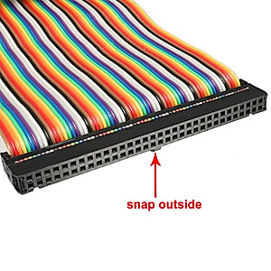 uxcell IDC Rainbow Wire Flat Ribbon Cable 64 Pins 66cm Length 2.54mm Pitch Type-C