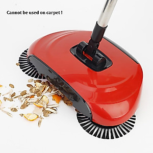 SINGID Manual Sweeper, Carpet Sweeper, Mini Hand Push Sweeper 3 in 1 Household Cleaning Lazy Dustpan Trash Bin 360° Rotating Floor Cleaning Mop for Hardwood Ceramic Tiles, with 10 Cloth (Lake Blue)