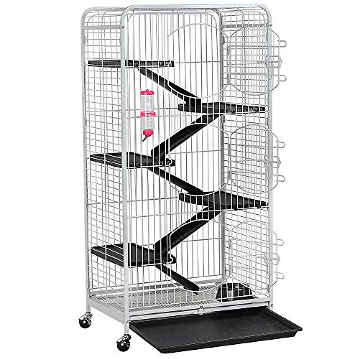 go2buy Metal 3 Doors Rats Rabbit Ferret Cage Playpen, 25.2Lx 16.9Wx 51.6H-inch White