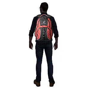 Exos Backpack, (laptop, travel, academics or business) Urban Commuter (Red with Black Trim)