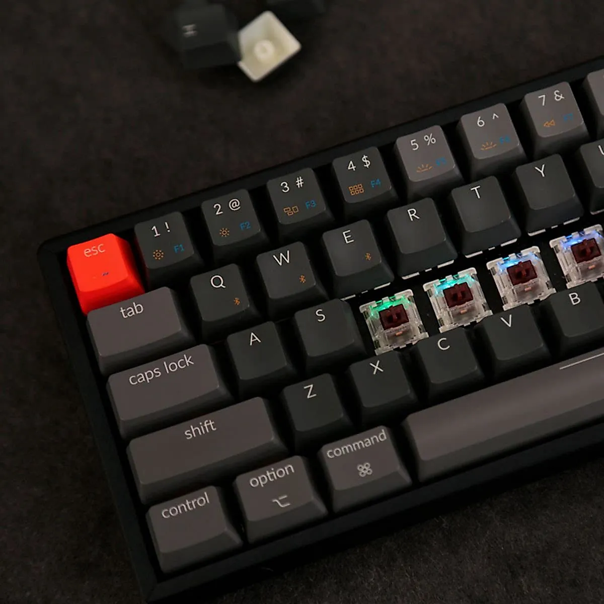 Keychron K6 68-Keys Compact Keyboard, Wireless Bluetooth/Wired Mechanical Keyboard with RGB Led Backlit Aluminum Frame Compatible with Mac Windows, Gateron Blue Switch