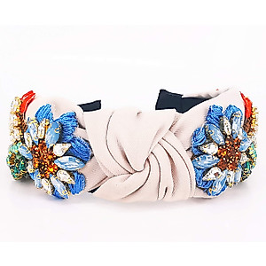 QTMY Rhinestone Crystal Headbands for Women,Hair Hoop Accessories Headwear Jewelry,522Beige