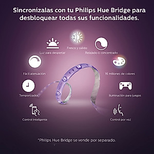 Philips Hue 800276 White and Color Ambiance LightStrip Plus Dimmable LED Smart Light (Requires Hue Hub, Works with Alexa, HomeKit & Google Assistant), 80 inch