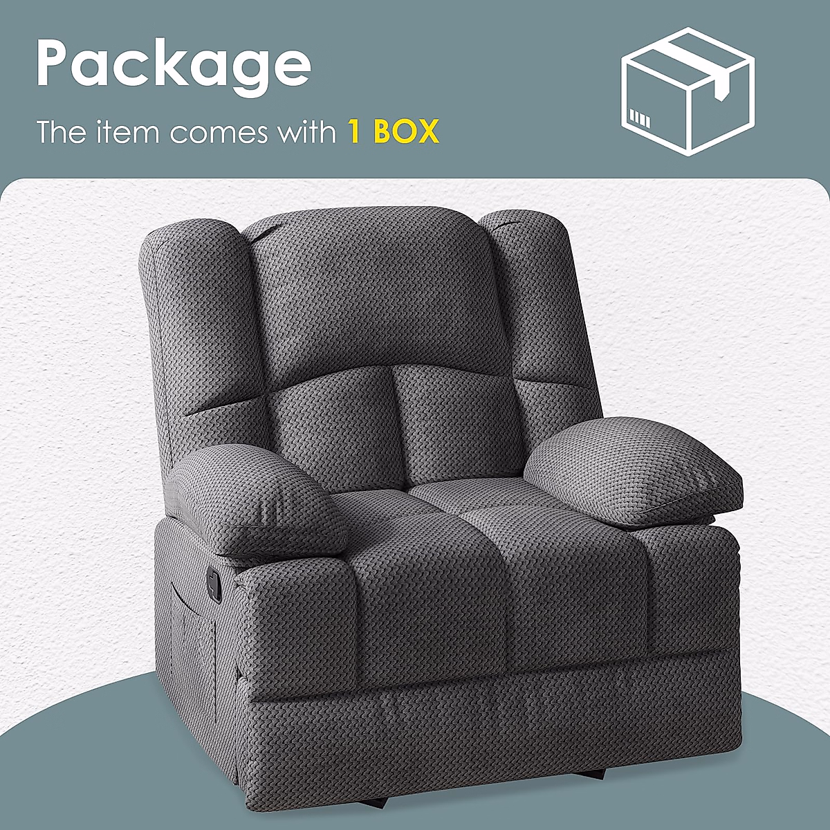STARY Rocker Recliner Sofa Living Room Chair for Adults, Grey