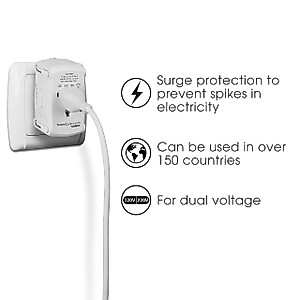 Conair Universal Travel Adapter, European Travel Plug Adapter with Surge Protection, All-in-One Worldwide Travel Adapter