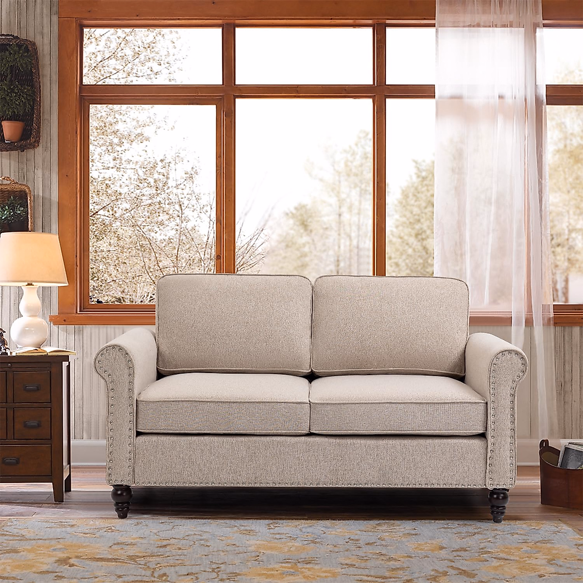 ARSURA 45 inch, 2 Seater Loveseat Sofa, Mid Century Modern Couches for Living Room, Button Tufted Sofa for Bedroom, Home Office, Apartment