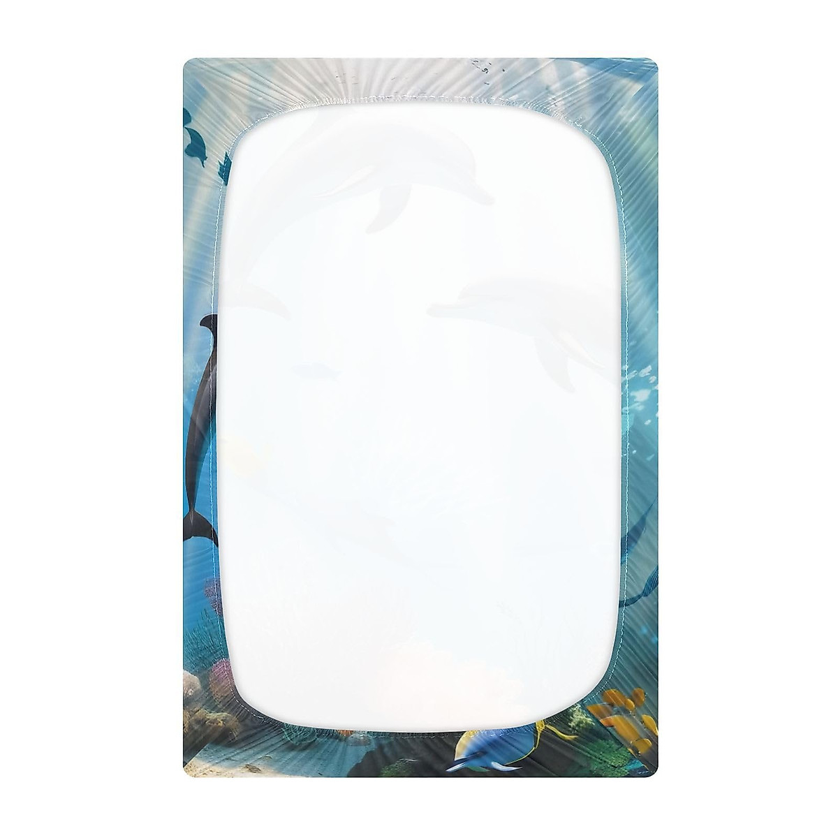 Kigai Underwater World Dolphins Crib Sheets for Boys or Girls,Soft and Breathable Crib Sheets 27x39 Inch