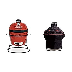 Kamado Joe Jr. 13.5 inch Blaze Red Charcoal Grill + Cover Bundle