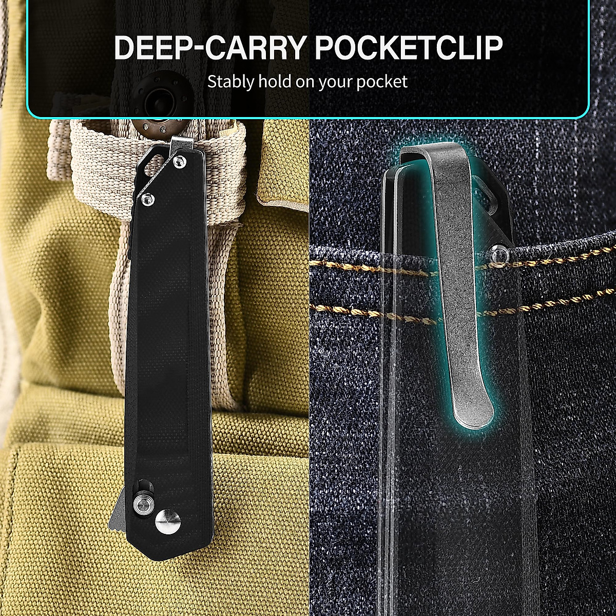Cohesion Pocket Knife for Men and Women, EDC Knife with Pocket Clip, Folding Knife Utility Knife for Outdoor Camping Hiking