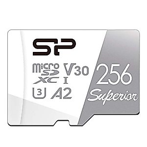Silicon Power 256GB Superior Micro SDXC UHS-I (U3), V30 4K A2, Compatible with GoPro Hero 9 High Speed MicroSD Card with Adapter