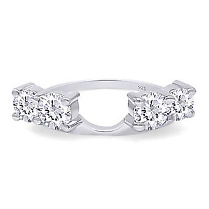 1Ct Round Cut Cubic Zirconia 14K White Gold Plated 925 Sterling Silver Enhancer Engagement Wrap Band Ring For Women's. (7)