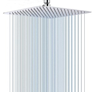 Rain Shower Head,YUNDOOM 12 Inch Shower Head 304 Stainless Steel Large Shower Head, Chrome Mirror Finishing Rainfall Shower Head,High Pressure Shower Heads,Square Shower Head And Water Fall Showerhead