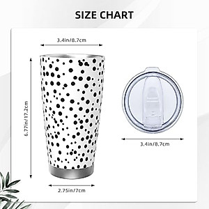 WXZYFP Car cup (single silver rim), can use a straw or drink directly, easy to use.Black And White Polka Dot