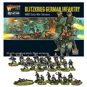 Wargames Delivered Bolt Action Miniatures - Blitzkrieg German Infantry Set, World War Two Miniatures, 28mm Scale Army Men for Miniature Wargaming by Warlord Games
