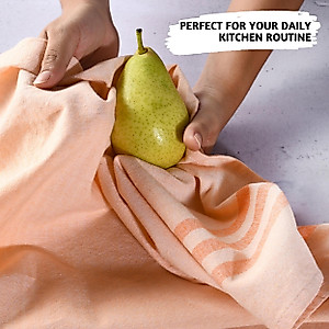 Folkulture Kitchen Towels with Hanging Loop, 100% Cotton Dish Towels or Tea Towels for Décor, Hand Towels or Kitchen Towels, 20 x 28 inches, Set of 3 (Autumn Sunset)