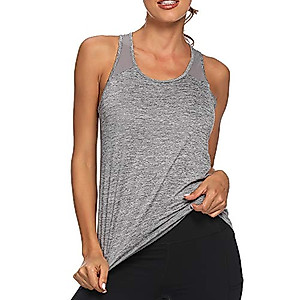 CNJUYEE Workout Tops for Women Soft Mesh Racerback Yoga Shirts Athletic Running Breathable Tank Grey
