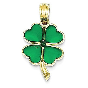 IceCarats 14K Yellow Gold 4 Leaf Lucky Clover Shamrock Flower Necklace Heart Claddagh Celtic Charm Pendant Irish Jewelry 20mm x 10mm Only
