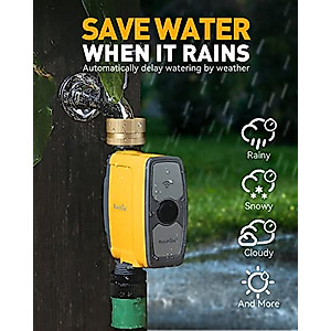 RAINPOINT WiFi Water Timer, Smart Sprinkler Timer Hose Timer WiFi Irrigation Controller, Wireless Watering System Valve, APP & Voice Control, Weather-Based Automatic Rain Delay, Brass Inlet