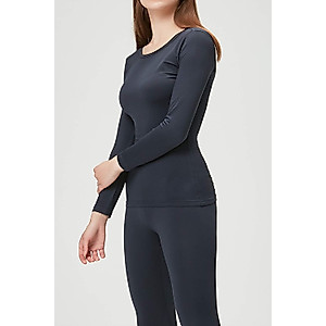 DEVOPS Women's Thermal Underwear Long Johns Top & Bottom Set (Small, Navy)
