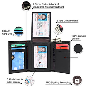 FALAN MULE Men's Wallet Genuine Leather Trifold Wallet With ID Window