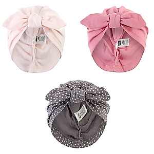 Hudson Baby Baby Girls' Turban Cotton Headwraps, Pink Feather, One Size