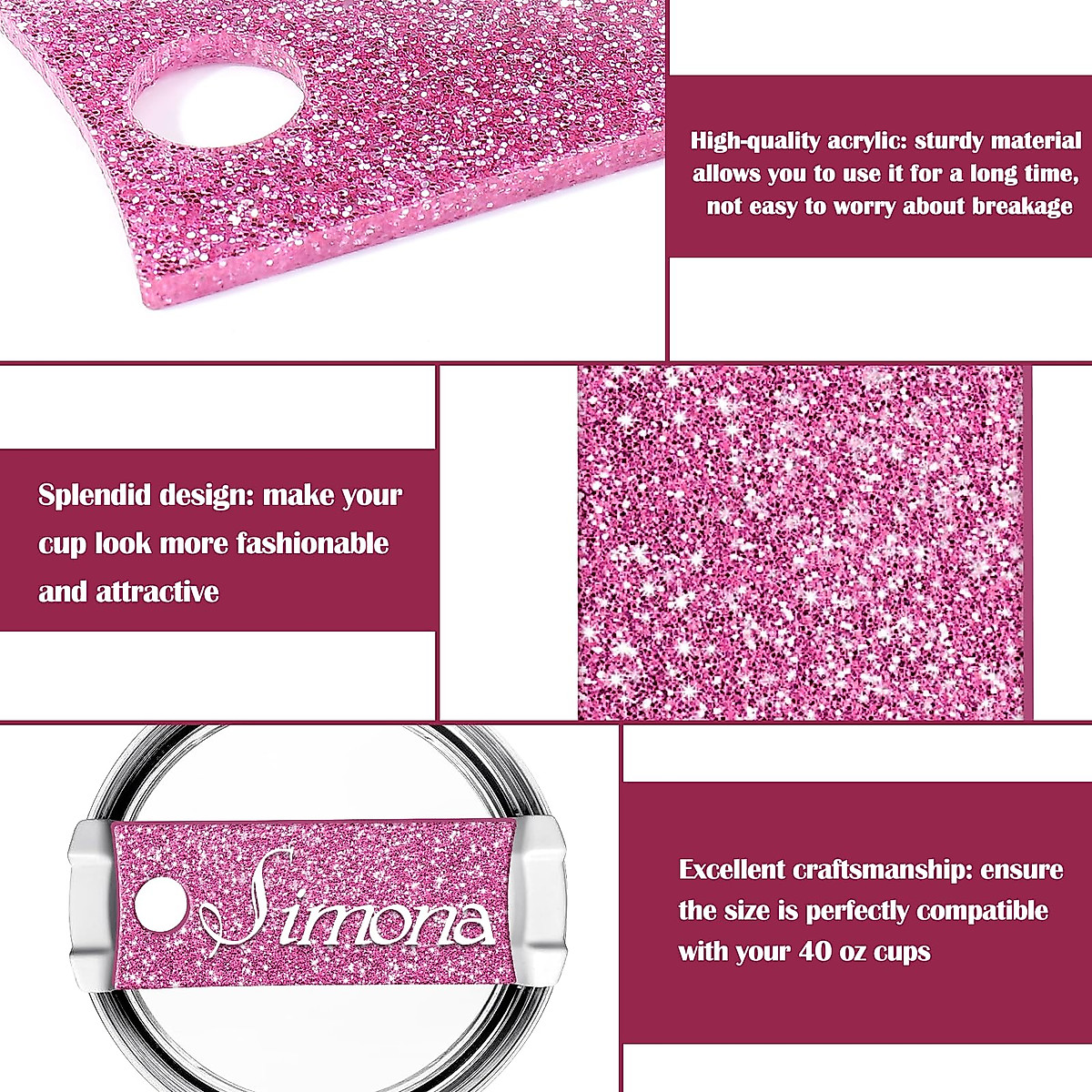 Vodolo Name Plate for 40 Oz Stanley Cups,12 PCS Acrylic Nameplate Personalized Name Tag Blank Compatible with Stanley Tumbler Topper Lid Accessories