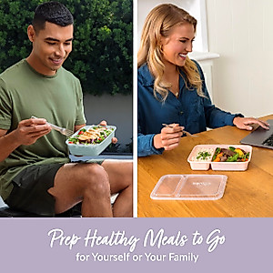 Bentgo® Prep 60-Piece Meal Prep Kit - 1, 2, & 3-Compartment Containers with Custom Fit Lids - Microwaveable, Durable, Reusable, BPA-Free, Freezer & Dishwasher Safe Storage Containers (Floral Pastels)