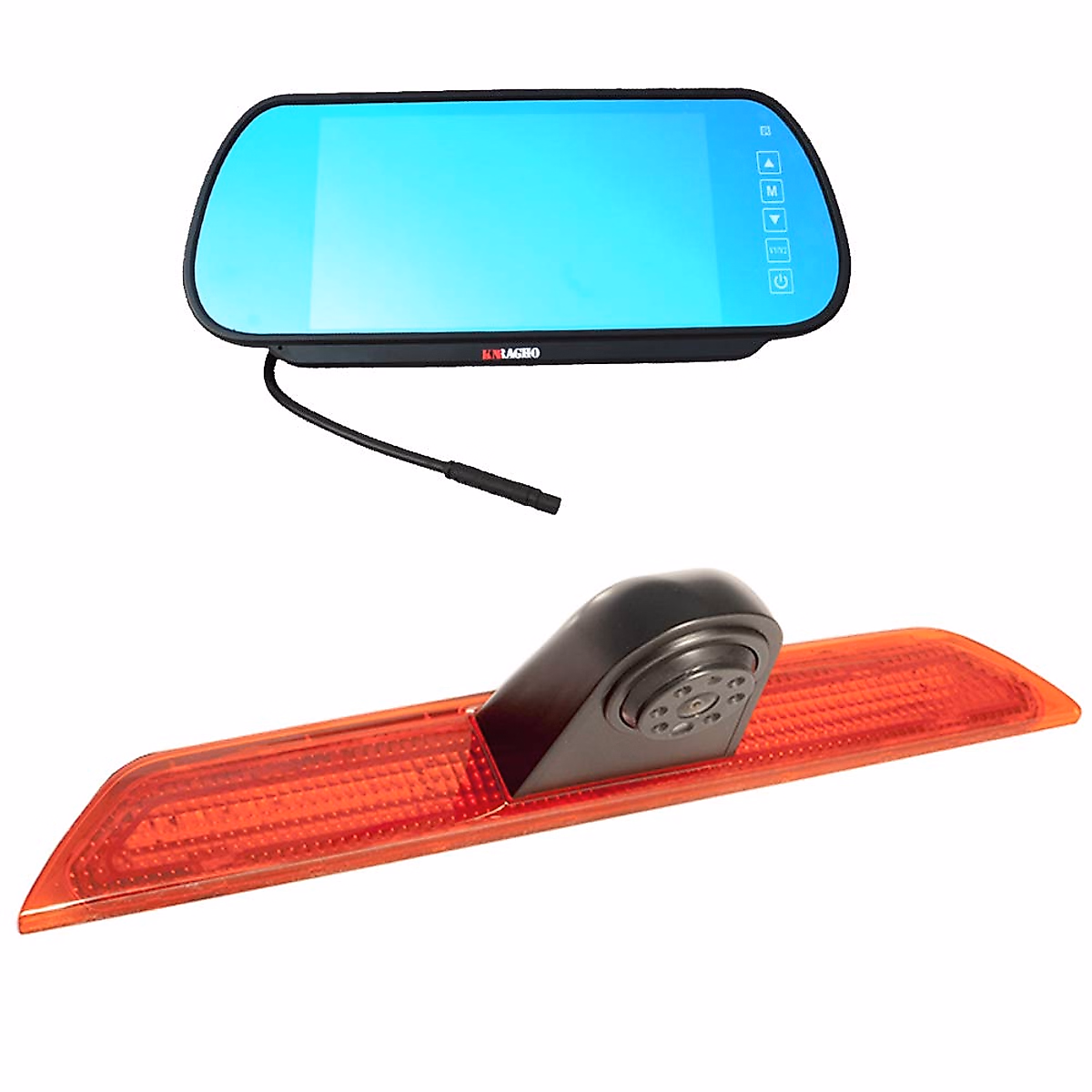 KNRAGHO Compatible for Ford Transit 150 2015-2020, Transit 250 2015-2020, Transit 350/350 HD 2015-2020 Brake Light Backup Camera with 7 inch Clip-on Mirror Monitor ( Transit Van)