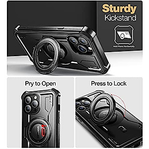 Dexnor Magnetic Case for iPhone 13 Pro Max, Compatible with MagSafe, [Built in Screen Protector and Kickstand] Full-Body Heavy Duty Case Protective Cover for iPhone 13 Pro Max 6.7 Inch Black