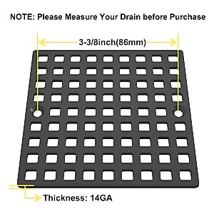 4" Matte Black Shower Drain Cover - Square Floor Drain Cover Replacement - Hair Catcher/Drain Strainer for Bathrooms, Showers, and Sinks - SUS304 Stainless Steel & CUPC Certified