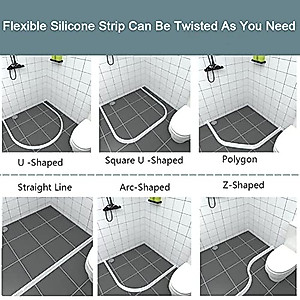 QYDKWK 59 Inch Shower Water Dam Shower Threshold Silicone Water Barrier Self-Adhesive Shower Water Stopper Splash Guard Keeping Dry and Wet Separation for Bathroom and Kitchen