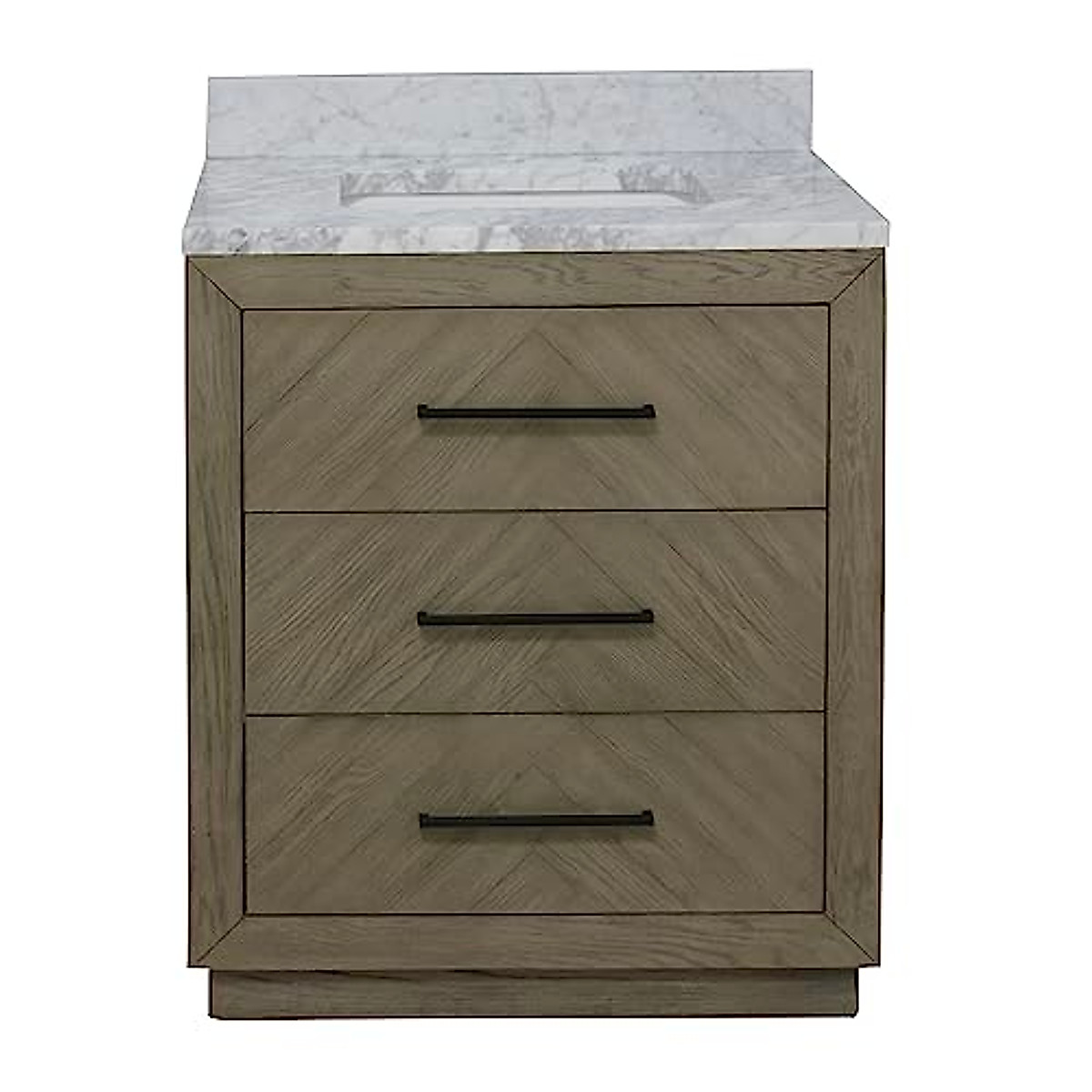 Avery 30-inch Bathroom Vanity (Carrara/Gray Oak): Includes Gray Oak Cabinet with Stunning Carrara Marble Countertop and White Ceramic Sink