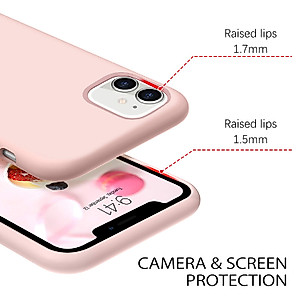 DUEDUE for iPhone 11 Case, Phone Cases for iPhone 11, Liquid Silicone Soft Gel Rubber Slim Cover with Microfiber Cloth Lining Cushion Shockproof Case for Apple iPhone 11 6.1", Pink Sand