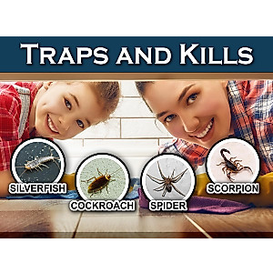 MaxGuard Silverfish + Insect Traps (12 pcs Box Trap) | Non-Toxic Extra Sticky Glue Traps, Kill All Silverfish, Centipedes, and Other Crawling Bugs and Insects |