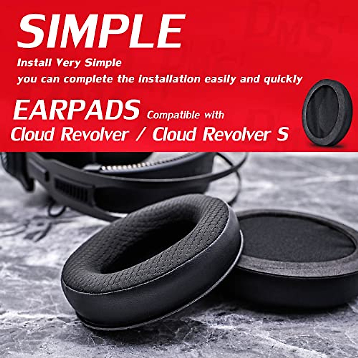 Revolver Ear Pads for Cloud Revolver / Revolver S Headset I Thicker 1 Inch Enhanced Memory Foam - Hybrid Mesh Upgrade More Comfort by DIMOST