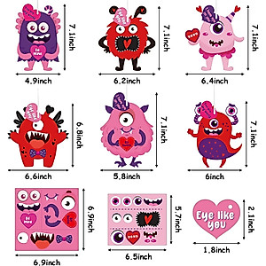 Haooryx Valentine's Paper Craft Kits - 30Pcs DIY Monster Paper Hanging Ornaments Make Your Own Valentine's Day Exchange Gift Card Decorations Kids Home Decor Classroom Mix Match Art Handcraft Supplies