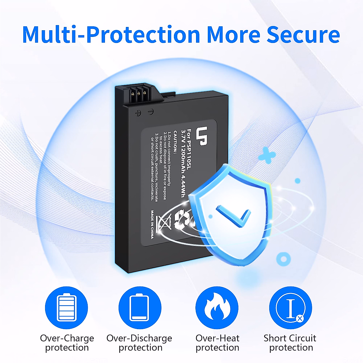 LP PSP S110 Battery, 1-Pack 3.7V 1200mAh Li-ion Rechargeable Battery, Compatible with Sony Play Station PSP 3000, PSP 2000 Series, PSP Lite, PSP Slim, PSP-S110 Console