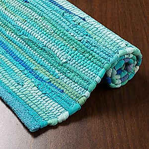 KEMA Cotton Chindi Rag Rug, Boho Farmhouse Rustic Area Accent Throw Rug, Handwoven Reversible Natural Yarn,Living Room Den Study Home Décor Gift, 20x32 Inch