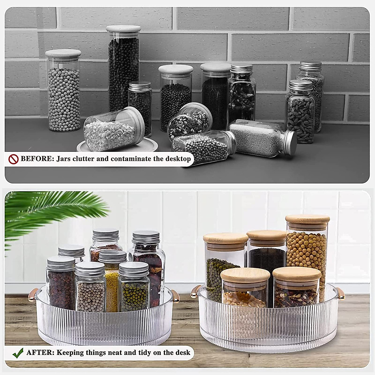 KULVGDA Lazy Susan Organizer,9 Inch Clear Plastic Lazy Susan Turntable for Cabinet Table Spice Rack,360 degree Rotating Round Lazy Susans Makeup Organizer for Countertop,Pantry,Refrigerator, Bathroom