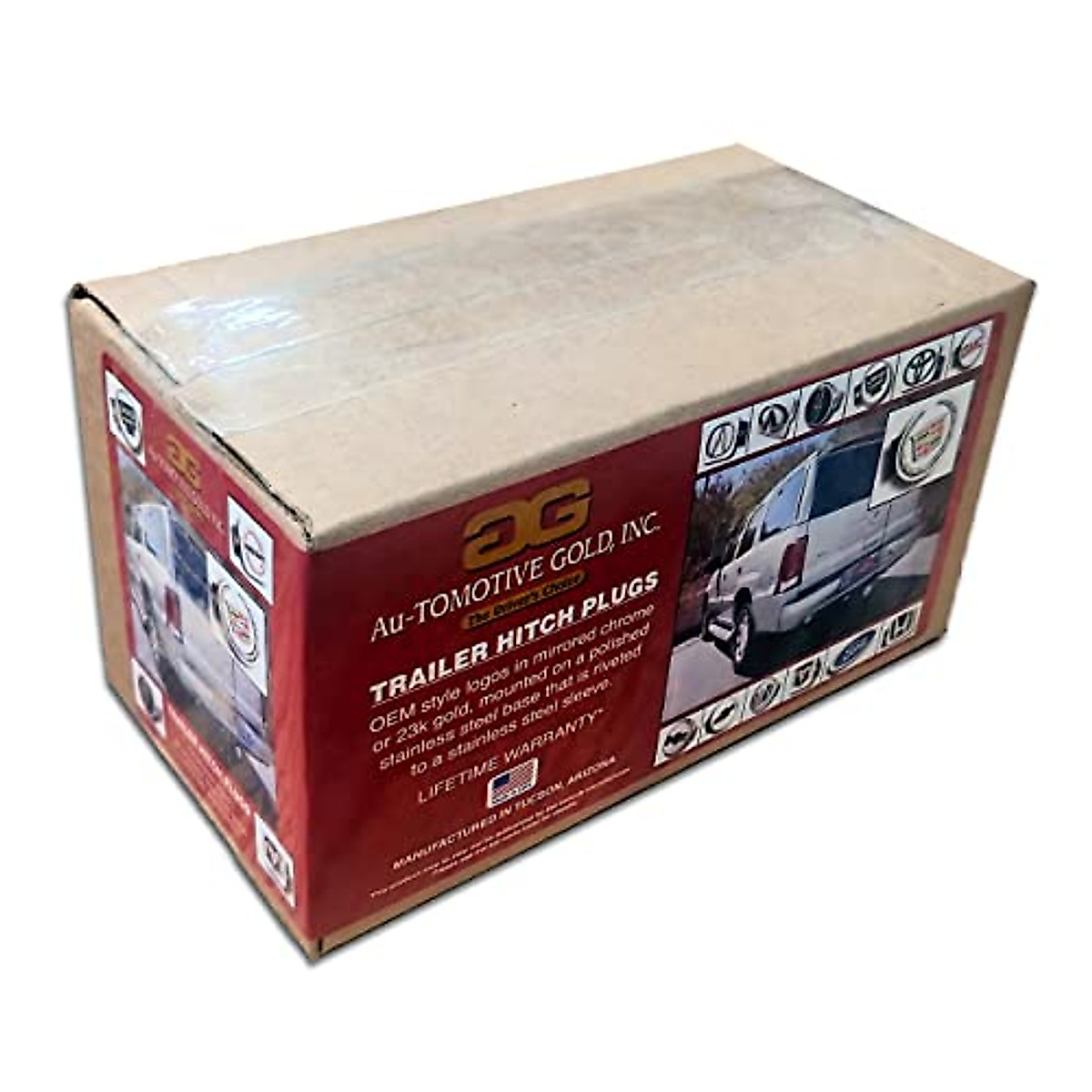 Au-Tomotive Gold, Inc. Class III Trailer Hitch Plug for Chevrolet Black Logo (Chrome on Brushed)