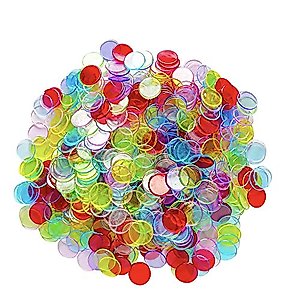 SEETOOOGAMES 1000 Pieces 3/4 inch Transparent 8 Color Bingo Counting Chips Plastic Markers