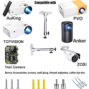 2-Be-Best Mini Projector Mount Projector Ceiling Mount 360° Adjustable Projector Wall Mount Rotation Compatible with TMY HAPPRUN AuKing ELEPHAS HOMPOW ClokoWe Projector