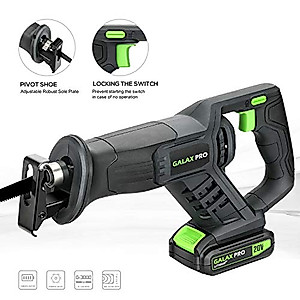 GALAX PRO 20 V Max Cordless Combo Kit, 20 N.m Impact Drill Driver, Reciprocating Saw 0-3000 SPM, 1.3 Ah Li-ion Battery Pack with Charger and 7 Pieces blades