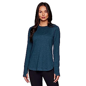 RBX Active Women's Long Sleeve Tunic Tee, Lightweight Crewneck Pullover T-Shirt, Super Soft Relaxed Fit Yoga Top F23 Dark Teal L