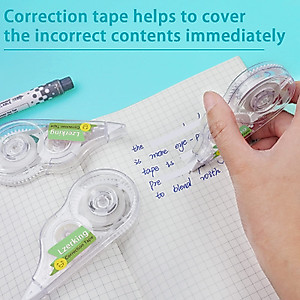 Lzerking Correct Correction Tape,White,32-Count,Transparent Dispenser Shows How Much Tape is Remaining